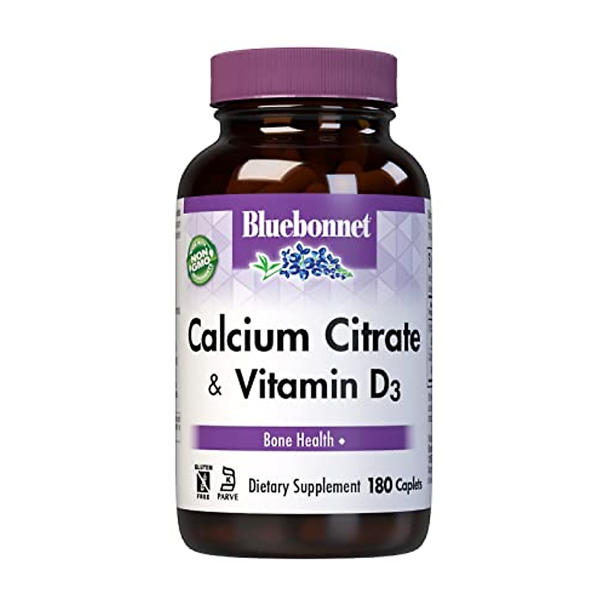 BlueBonnet Calcium Citrate Plus Vitamin D3 Caplets, 180 Count