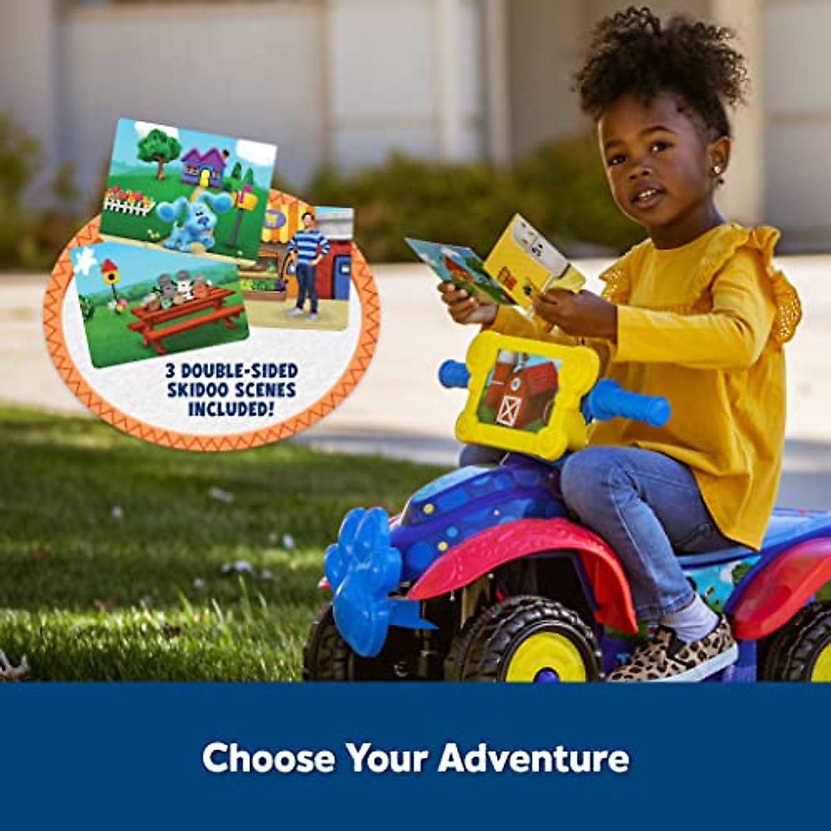 Kid Trax Blues Clues & You! Skidoo Toddler Electric Quad Ride On Toy, 6 Volt, Kids 1.5-2.5 Years Old, Max Rider Weight 44 lbs, Blue,Blue/Red