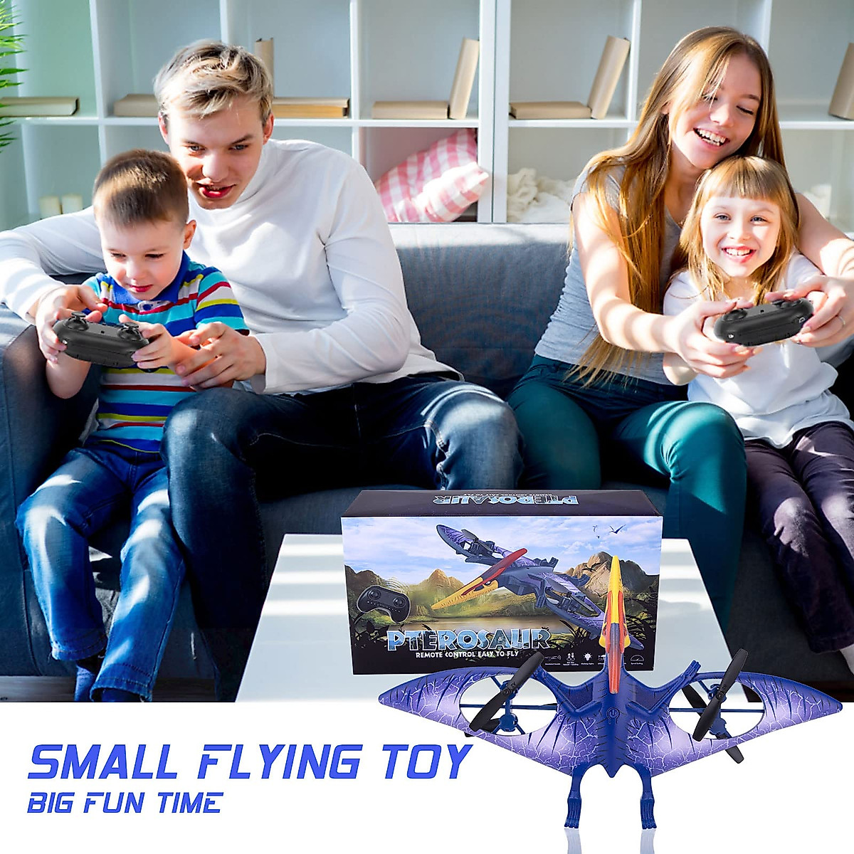 Pterosaur Dinosaur Toys Drone for Kids - Indoor Quadcopter with Altitude Hold, Headless Mode, LED Light One Key Start Speed Adjustment, Toys for 8 9 10 11 12 Year Old Boys
