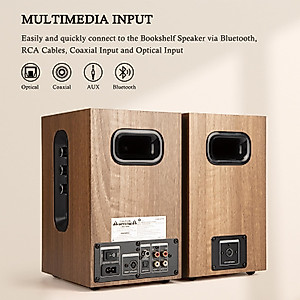 1 by ONE Bluetooth Bookshelf Speakers, Active 2 Way Speakers with 60 Watts RMS, 100 Watts Peak Power, Turntable Speakers with RCA x 2/Bluetooth/Coaxial/Optical