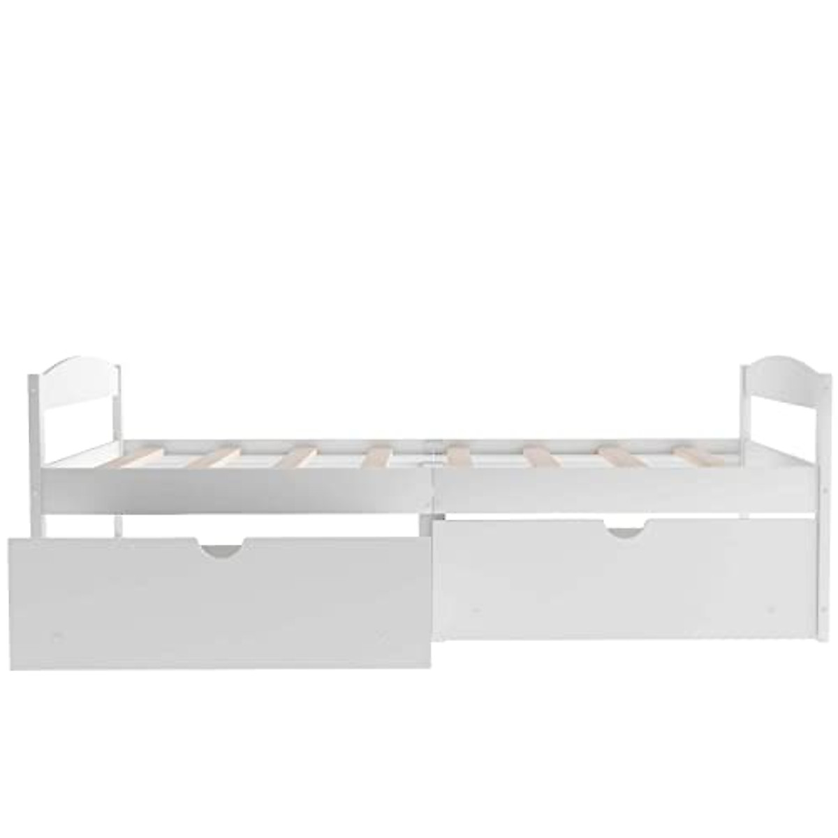 Heliosphere Twin Size Solid Wood Daybed with 2 Storage Drawers, Due Use Sofa Bed with Sturdy Wooden Slat Support, No Box Spring Needed for Boys Girls Teens Adults Guest, Easy Assemble (White)
