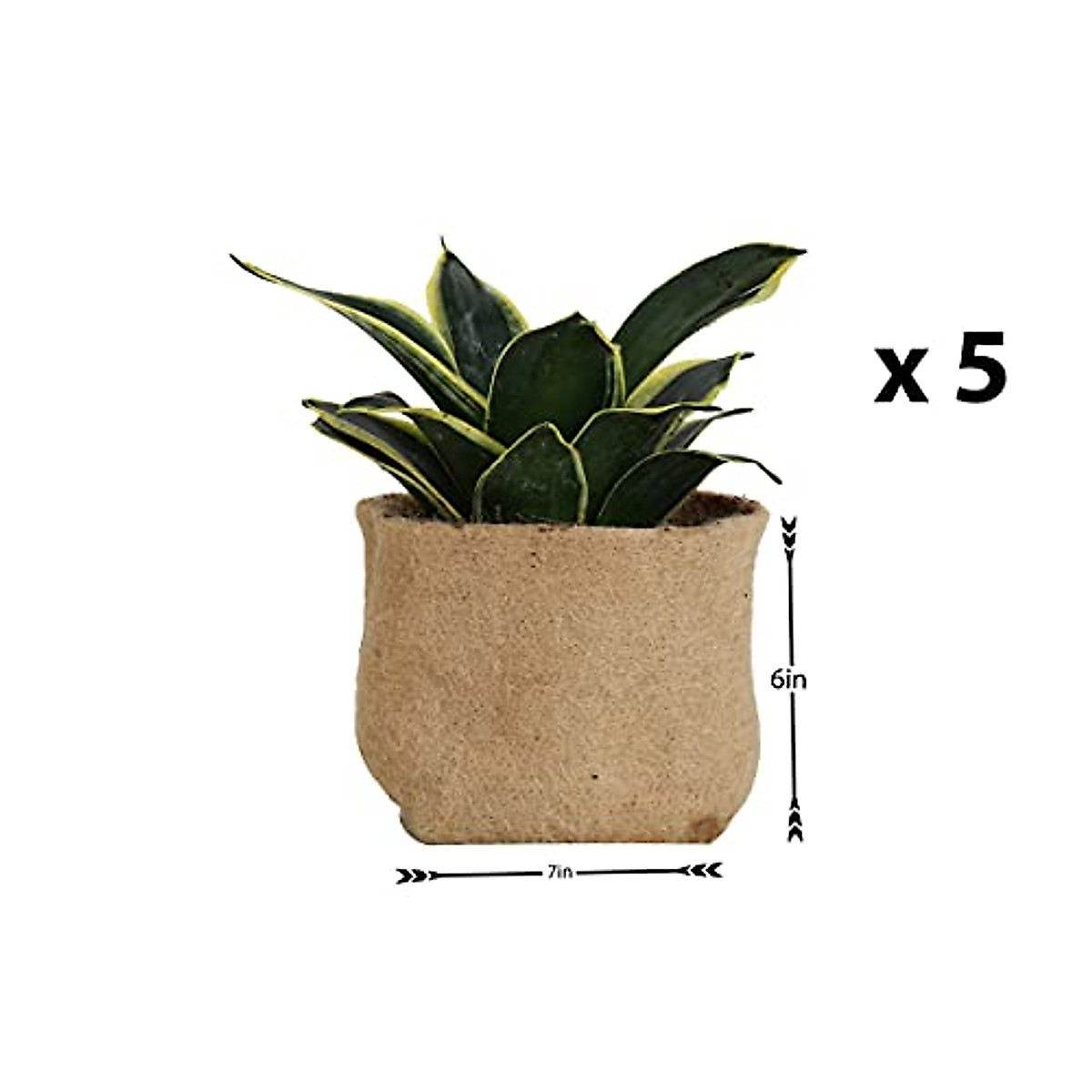 Jute Gardens 5 Pack of I Gallon Biodegradable Grow Pot Nursery Pots - Growing Plants - Plastic Free - Flowers Vegetable Planter - Potting Bags - Jute Fabric - Planting - Smart Design Pots