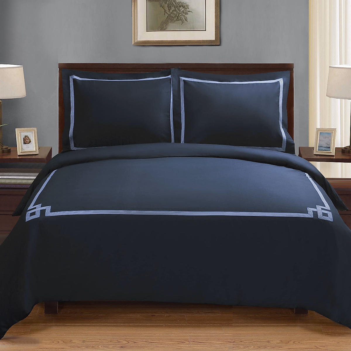 BLUENILEMILLS Miller Embroidered Duvet Cover Set, Long-Staple Cotton, King/Cal King,