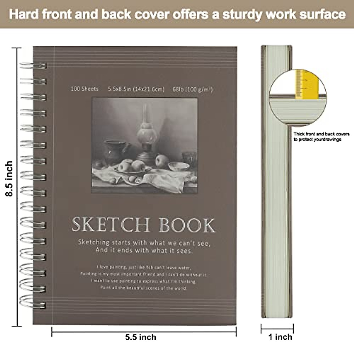 Sketch Book 5.5x8.5 - Small Sketchbook for Drawing - Spiral Bound Art Sketch Pad, Pack of 2, 200 Sheets (68 lb/100gsm), Acid-Free Drawing Paper for Artists Kids Teens & Adults