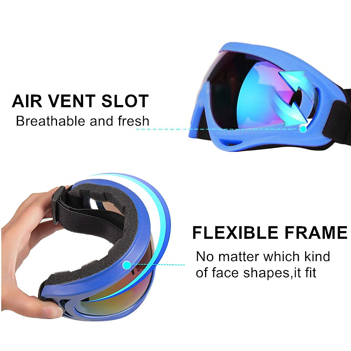 LJDJ Motorcycle Goggles - Glasses Set of 2 - Dirt Bike ATV Motocross Anti-UV Adjustable Riding Offroad Protective Combat Tactical Military Goggles for Men Women Kids Youth Adult