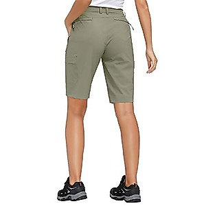 Libin Women's Lightweight Hiking Shorts Quick Dry Cargo Shorts Summer Travel Golf Shorts Outdoor Water Resistant Silver Sage L