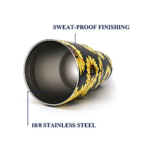 CHIUTUUY 30 oz Sunflower Tumbler Double Wall Stainless Steel Vacuum Insulated Travel Coffee Mug with Lid Metal Straws and Brush (30 OZ)