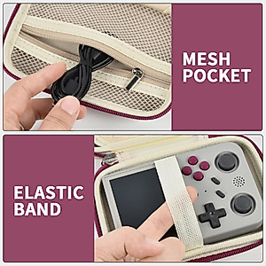 PAIYULE Travel Case Compatible with RG353V/ RG353VS/ R36S Retro Handheld Game Console, Handheld Emulator Storage Holder Organizer, Android Game Console Carrying Bag (Box Only) (Beige)