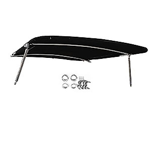 Indy Liquid Wakeboard Tower Integrated Bimini Top, Universal Tower Width 67" to 102", 2.25 inch 6063 Aircraft Seamless Aluminum, Solid Top Bar for Rigid Installation (Black w/Black Bimini)