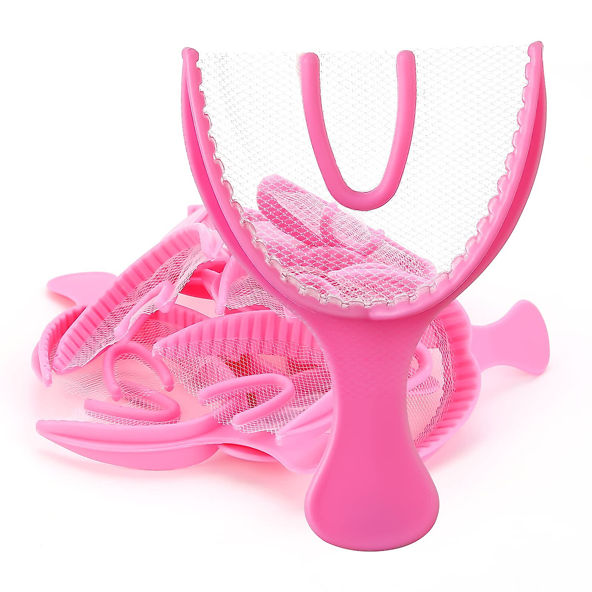 JMU Full Arch Bite Registration Trays 30 Pcs, Disposable Dental Impression Trays for Teeth Modes Pink