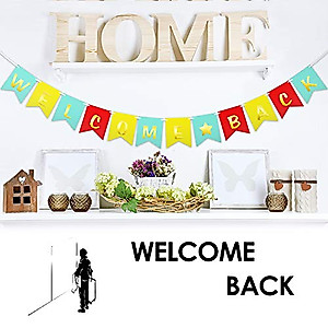 Hatcher lee Welcome Back Banner - Hanging Pennant Party Banner Decorations Blue Yellow Red (Welcome Back Home Baby)