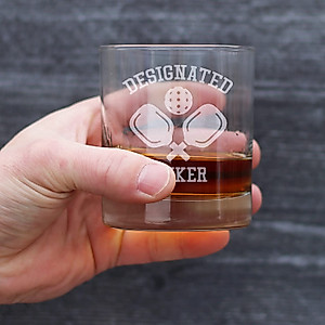 Designated Dinker - Whiskey Rocks Glass - Funny Pickleball Themed Decor and Gifts - 10.25 Oz Glasses