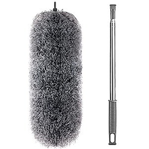 Microfiber Feather Duster - an 100 inch Extendable and Bendable Long Handle Dusters for Dust and Cobweb Cleaning All-Round Home Cleaning