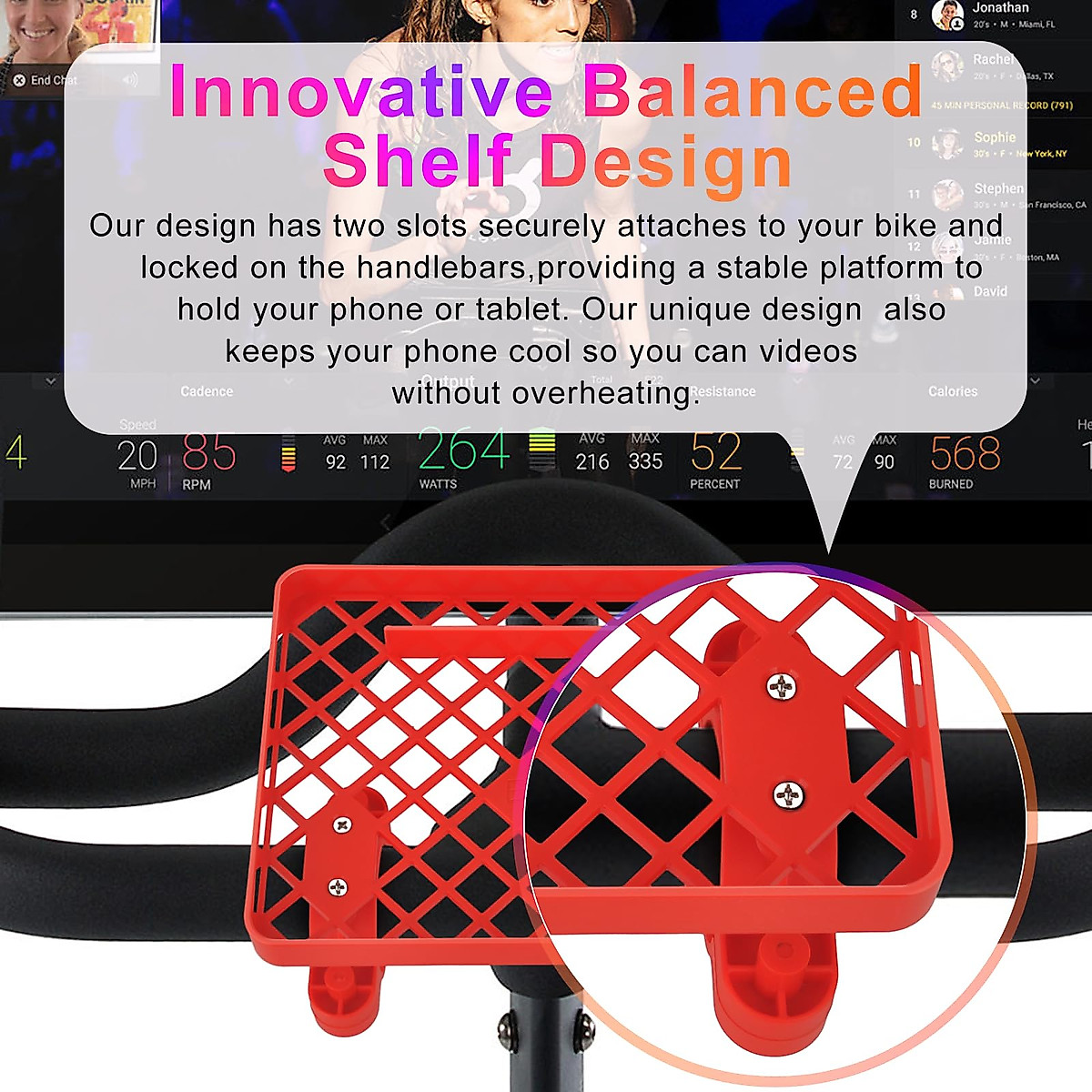 Ehaijia Cell Phone Holder, Balanced Cell Phone Holder with a Screwdriver, Secure and Durable Holder for Smartphones, Compatible with Peloton Bike/Bike+, Easy to install&Multi-functional