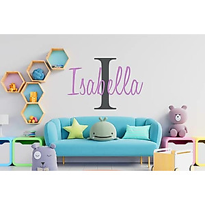 Custom Name & Initial - Premium Series - Baby Boy - Wall Decal Nursery for Home Bedroom Children (M511) (Wide 22" x 15" Height)