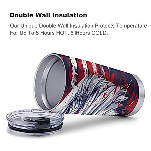 zxxpensy 20 Oz Tumbler Travel Cup Patriotic Bald Eagle Water Bottle, Stainless Steel Vacuum Insulated Coffee Mug with Straw Lid And Cleaning Brush