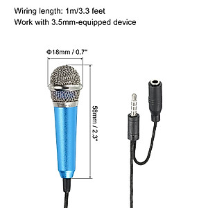 PATIKIL Mini Microphone Portable Vocal Microphone Blue for Voice Recording and Singing Pack of 2