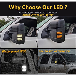 Switchback F250 Side Mirror Turn Signal DRL Running Lights,Sequential Tow Mirror LED Lights For Ford F-350 F-450 F-550 Super Duty 2008-2016 7C3Z-13776-A 7C3Z-13776-B 7C3Z13776A 7C3Z13776B