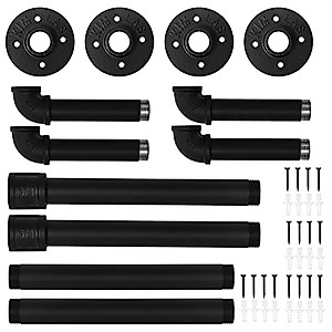 HouseAid Industrial Pipe Towel Rack, Farmhouse Bathroom Towel Storage Holder, Vintage Style Towel Organization, Wall Mounted, Matte Black