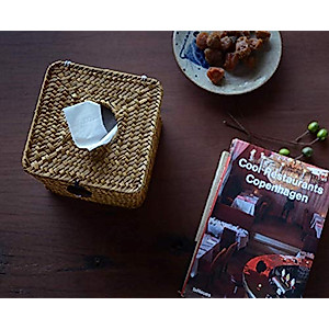 Raincol Morava Square Seagrass Facial Tissue Box Decorative Woven Paper Holder Napkin Dispenser (1)