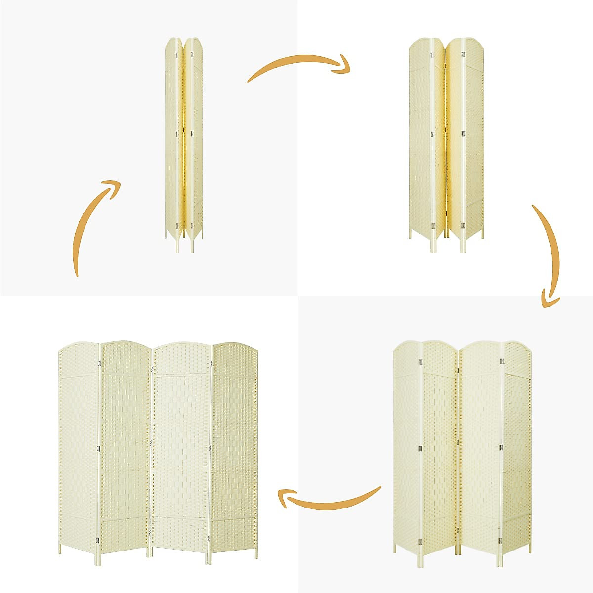 JOSTYLE Room Divider 6ft. Tall Extra Wide Privacy Screen, Folding Privacy Screens with Diamond Double-Weave Room dividers and Freestanding Room Dividers Privacy Screens(Brown, 6-Panel)