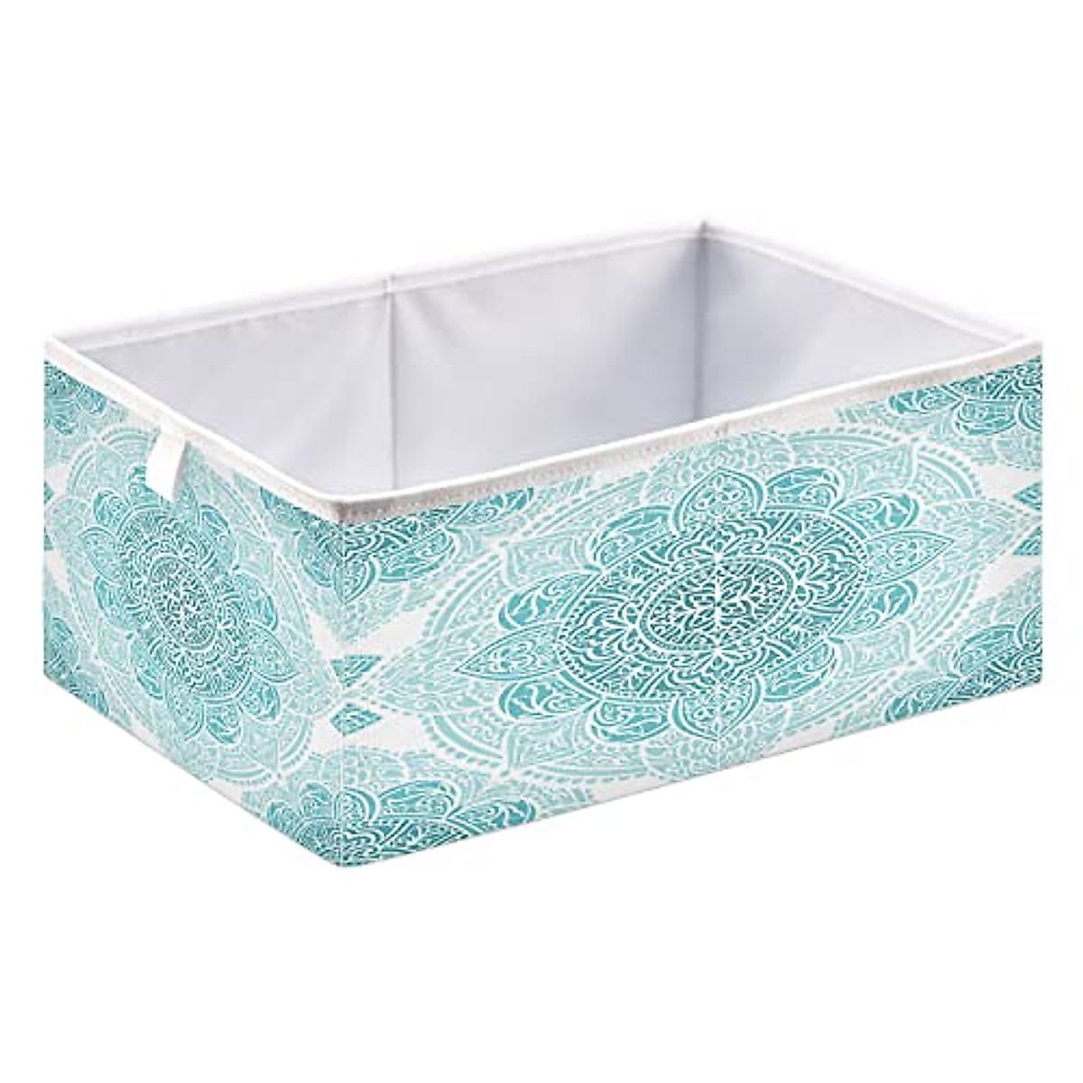 Kigai Aqua Turquoise Mandala Cube Storage Bins - 11x11x11 In Large Foldable Storage Basket Fabric Storage Baskes Organizer for Toys, Books, Shelves, Closet, Home Decor