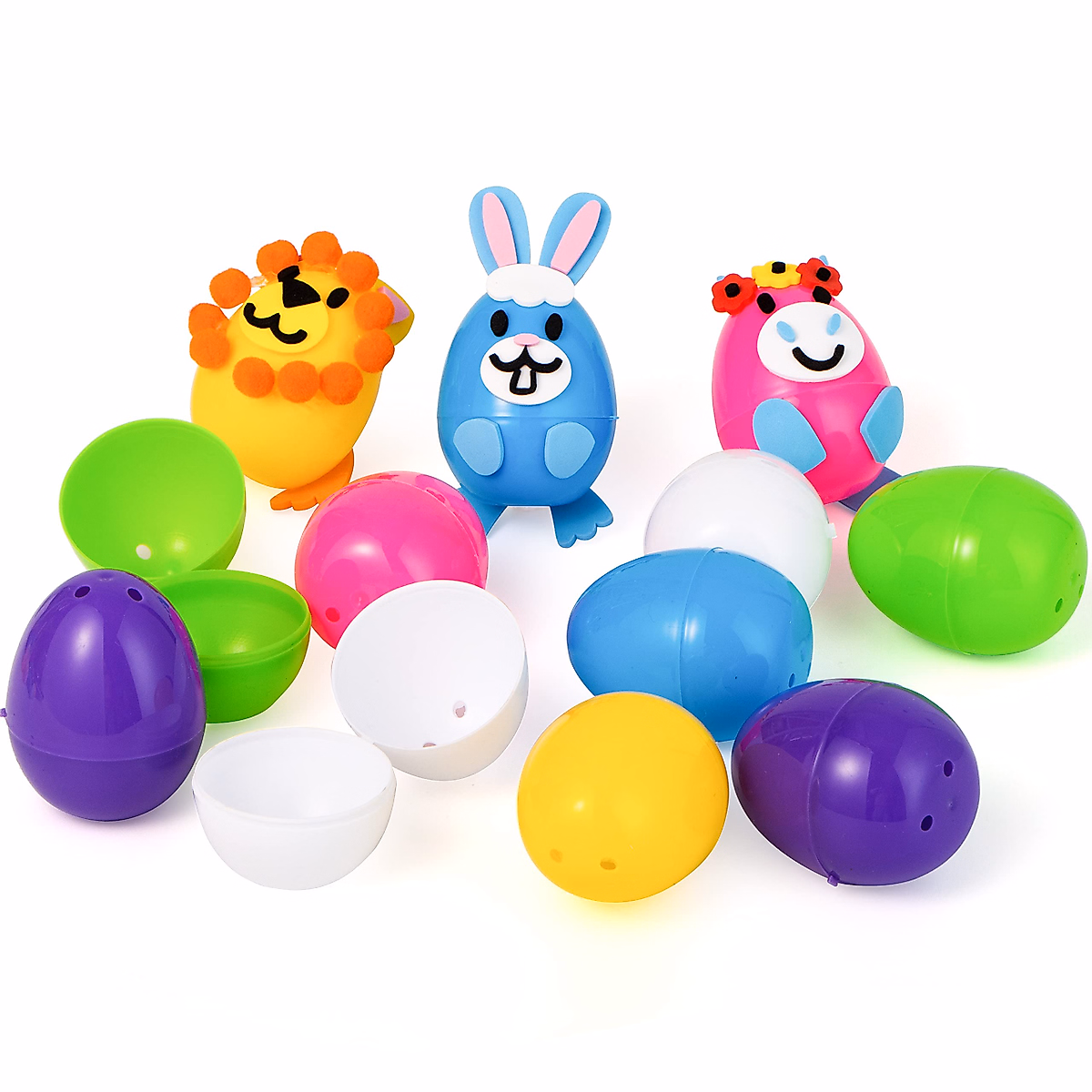 JOYIN 12 Sets Easter Eggs Decorating Craft Kit Toy for Kids, Easter DIY Animal Foam Craft Kits with Easter Eggs for Kids Easter Eggs Art Crafts Activities Easter Decorations, Easter Party Favors