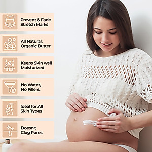 Fearless MaMa Stretch Mark Prevention Belly Butter for Pregnancy - 100% Natural Loaded With Ingredients That Nourish & Moisturize. Stretch Marks & Scars Defense (Unscented)