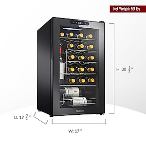 Wine Enthusiast 24-Bottle Compressor Wine Cooler with Upright Bottle Storage - Freestanding Wine Refrigerator with Digital Touchscreen and LED Temperature Display