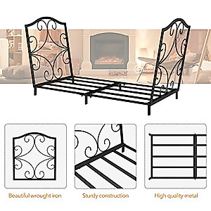 Amyove firewood Rack Stand 30 Inch Firewood Rack Holder for Fireplace Wood Storage Heavy Duty Logs Holder for Outdoor Indoor Matte Black Fireplace Metal Wood Pile Storage Stacker Organizer (Large)