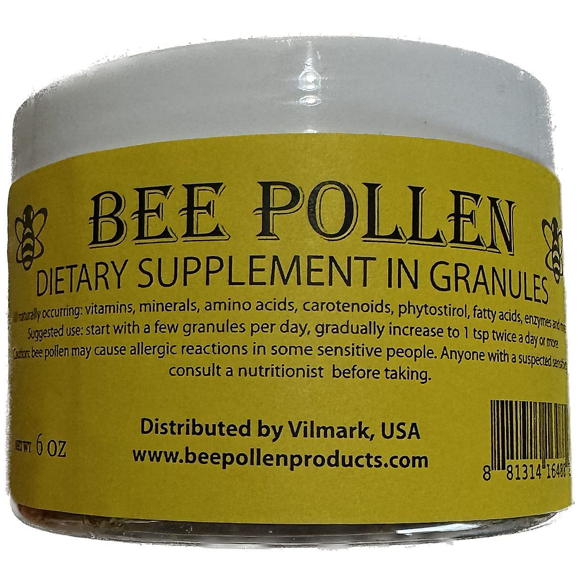 6 oz BEE Pollen 100% Pure Natural Non Processed Bee Pollen Granules 6 oz in jar