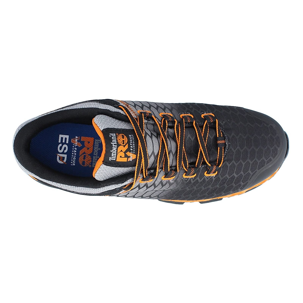 Timberland PRO Men's Powertrain Sport Alloy Safety Toe Static Dissipative Industrial Athletic Work Shoe Boot, Black/Grey/Orange, 13 Wide