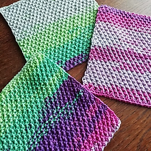 Colorful Set 3 Cotton Washcloths Super Absorbent Reusable Dishcloths Knitwear Square Soft Ecology Rags