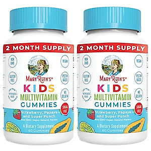 Kids Vitamins by MaryRuth's | Sugar Free | 2 Month Supply | Kids Multivitamin Gummies with Organic Ingredients | Multivitamin for Kids | Vitamins for Kids | Vegan | Non-GMO | 60 Count | 2 Pack