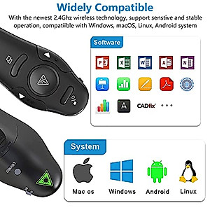 Presentation Clicker for PowerPoint Presentation Remote, RF 2.4GHz Wireless Presenter Remote USB Google Slide Advancer PPT PowerPoint Clicker for Mac, Keynote, Computer, Laptop (Black)