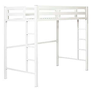 Walker Edison Brighton Classic Metal Twin over Loft Bunk Bed, Twin Size, White
