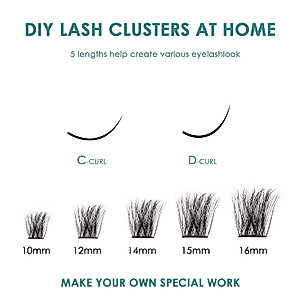 SISILILY Lash Extension Kit 120 Lash Clusters with Lash Bond and Seal and Lash Applicator C D Curl Cluster Eyelash Extensions Waterproof Long Lasting Individual Lashes Mega Look 10-16mm (S28-Mix)