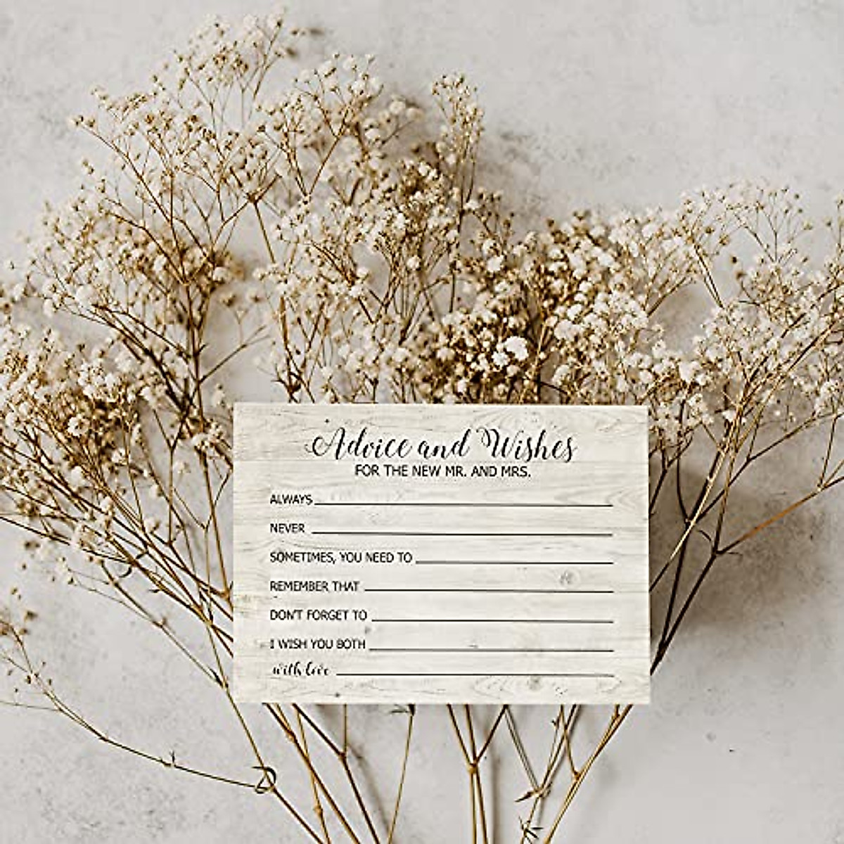 Advice and Wishes Cards for the New Mr and Mrs, Bride & Groom, Newlyweds, Wedding Advice Cards Perfect for Bridal Shower or Wedding, Wedding Guest Book Alternative, Pack of 50 4x6 Inch