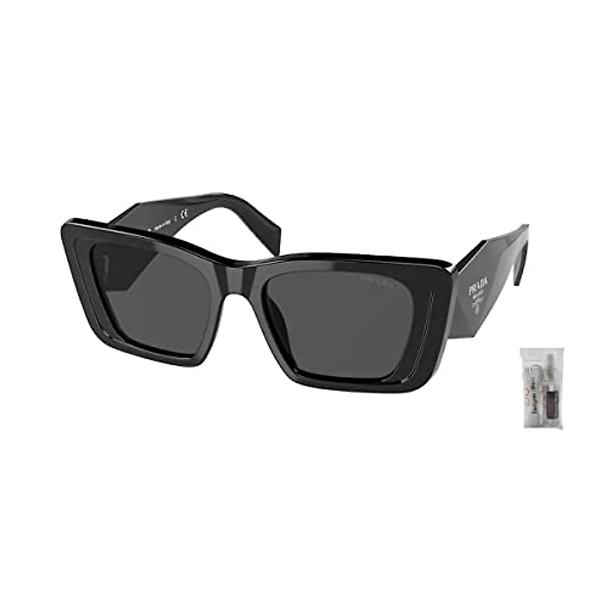 Prada PR08YS 1AB5S0 51MM Black/Dark Grey Butterfly Sunglasses for Women +BUNDLE with Designer iWear Care Kit
