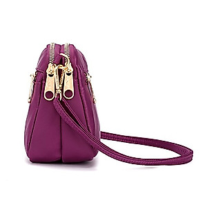 Collsants Small Crossbody Purse Mini Nylon Travel Shoulder Bag Multi Zipper Pockets (Black)