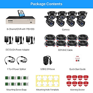 ZOSI 3K Lite Security Camera System Outdoor,8pcs 1920TVL 1080P Home Surveillance Cameras,80ft Night Vision,Remote Access,8 Channel H.265+ 5MP Lite CCTV DVR with 1TB Hard Drive for 24/7 Recording