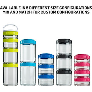 BlenderBottle GoStak Food Storage Containers for Protein Powder, Healthy Snacks, and Portion Control, 4-Piece Starter Pak, Black