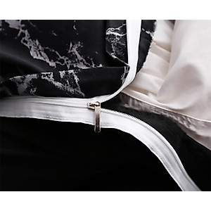 Celevingne Duvet Cover Set 3PCS with Zipper Closure Luxurious Modern Printed Comforter Cover 1 Duvet Cover and 2 Pillowcases (Black Marble, Twin)