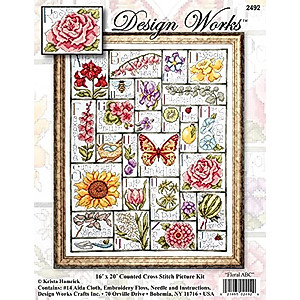 Design Works Crafts Floral ABC Counted Cross Stitch Kit, White