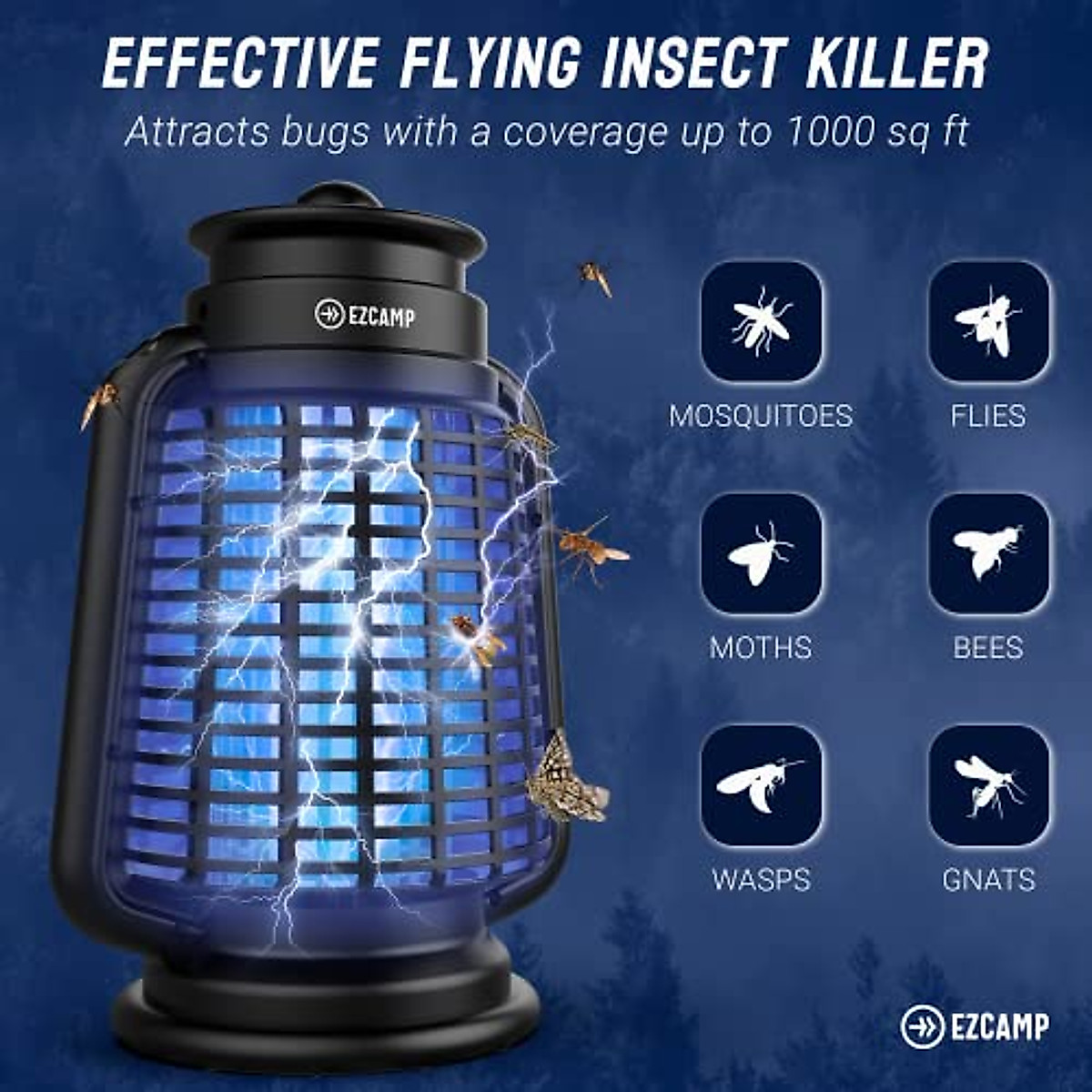 Bug Zapper Electric - Fly Zapper Mosquito Zapper Electronic Insect Killer - Waterproof Fly Trap Insect Killer for Indoor and Outdoor Home Backyard Camp Site Garden