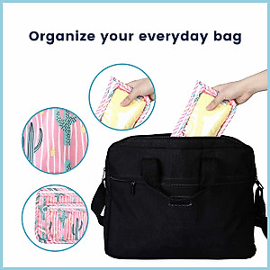 EzPacking Clear Zipper Pouches (Set of 2) / Transparent Reusable PVC Organizers for Women’s Purse or Tote Bag/Cute Slim Flat Japanese Style Watermelon Cactus Pencil Pouch for Travel (Watermelon)