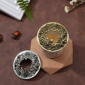 PH PandaHall 2 Pack Candle Topper Leaf Pine Candle Topper Shade Jar Lid Shade Sleeves for Jar Candles - Help Candle Melt Evenly and Look Great, 3.19 in Diameter(Antique Bronze & Antique Silver)