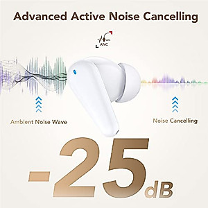 TCL True Wireless Earbuds MOVEAUDIO S180 Active Noise Cancelling Wireless Earbuds Auriculares, 10mm Hi-Fi Bass, 30H, Built-in Mic, Waterproof,ENC Calls in-Ear Earbuds for Android Apple, Ivory White