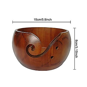 beiyoule Bamboo Yarn Bowl,Handmade Knitting Bowl Wool Holder,DIY Natural Embroidery Crocheting Storage Accessories for Crochet Home Decor