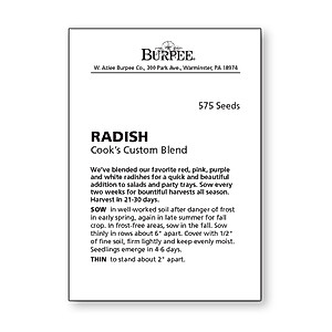 Burpee Cook's Custom Blend Radish Seeds 575 seeds